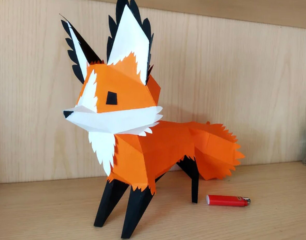 Fox, Low Poly Papercraft, Gift,diy PDF (300mm A4) - Etsy