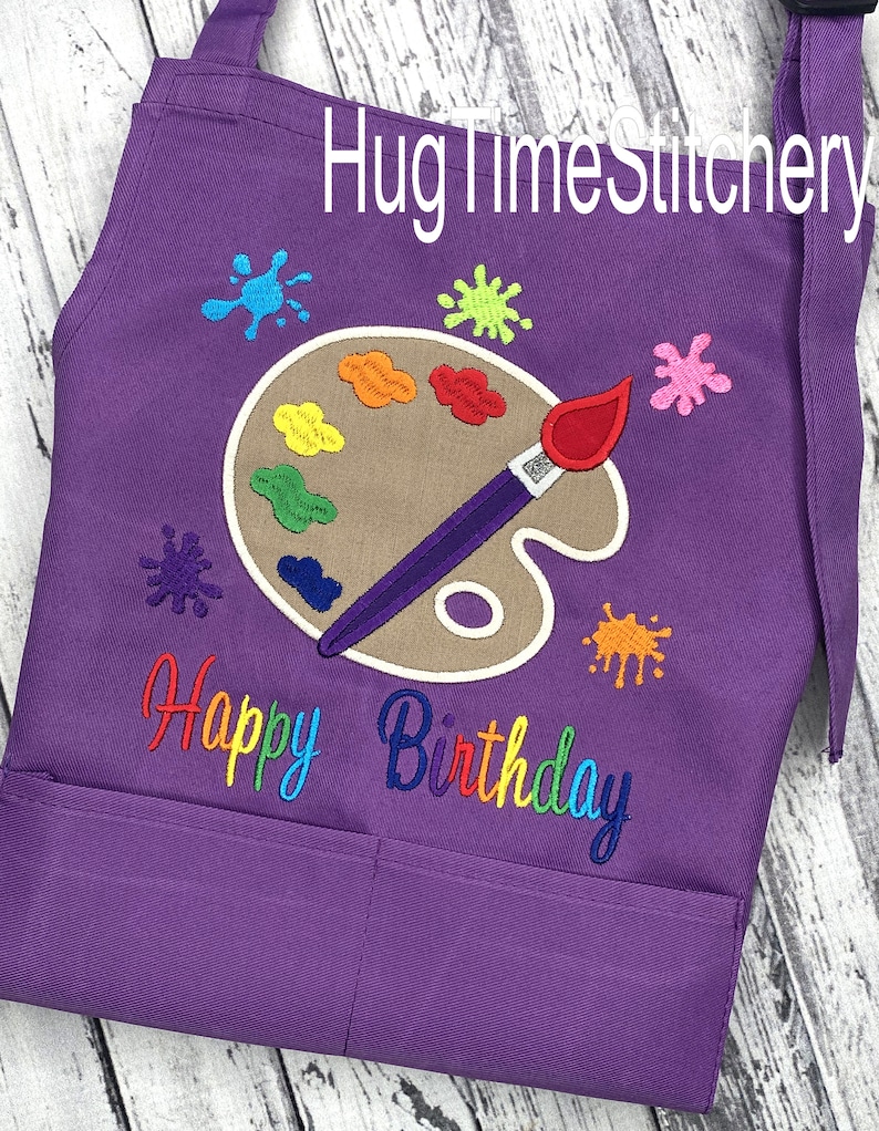 Personalized Kids Apron: Embroidered Paint Palette, Artist Smock - Etsy