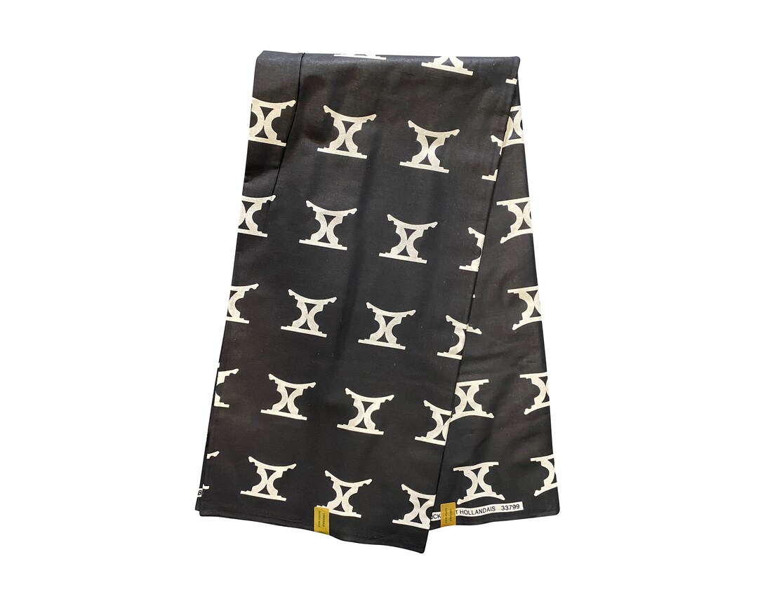 Black White Ohene Adwa King's Stool Ankara African Print Fabric per Yar ...
