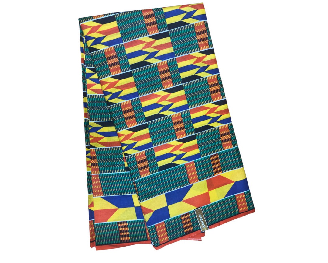 Yellow Orange Blue Green Black White Akyem Kyemfere Kente Ankara ...