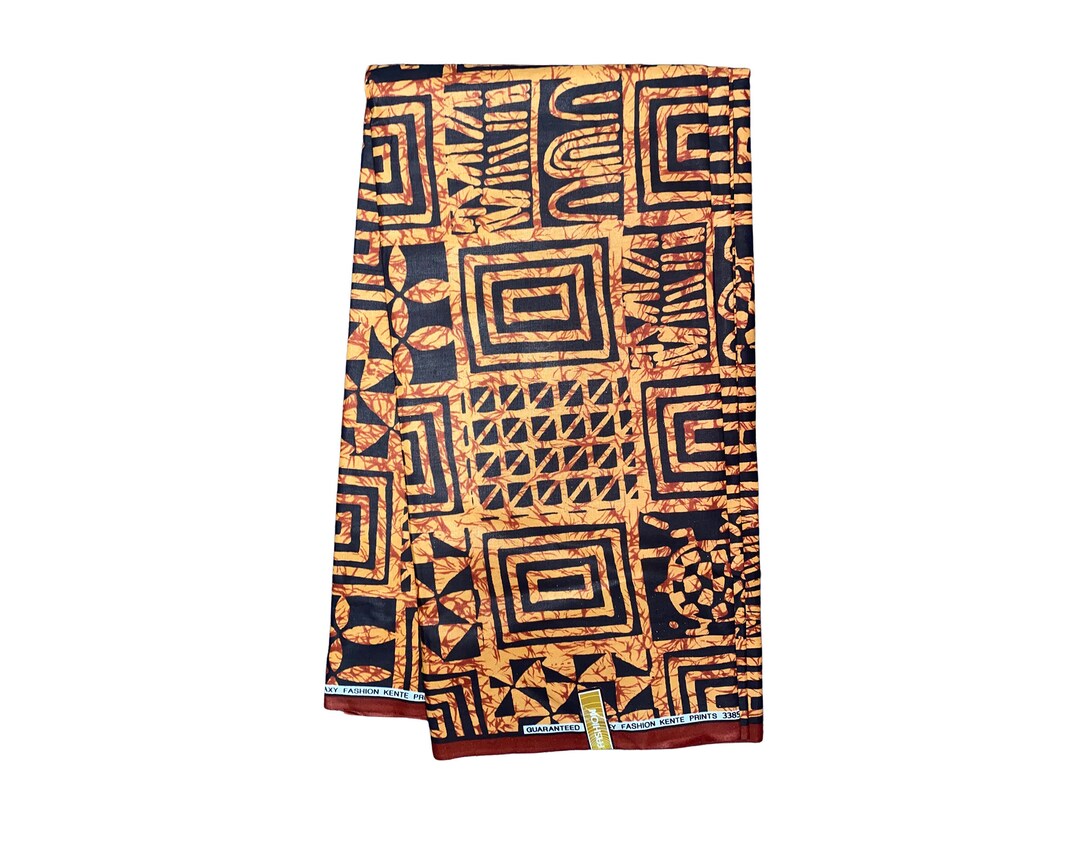 Brown Tan Black Resist Dye Blocks Ankara African Print Fabric 6 Yards ...