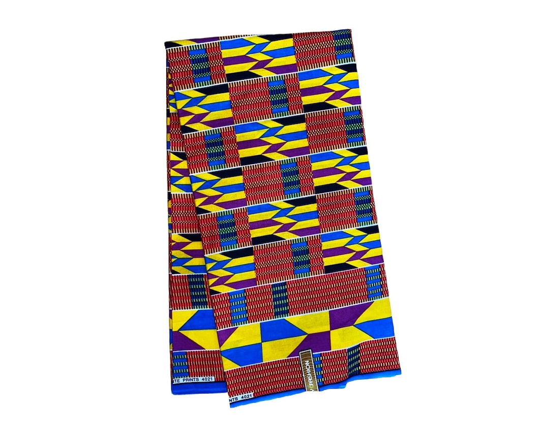 Yellow Blue Purple Black White Akyem Kyemfere Kente Ankara African ...