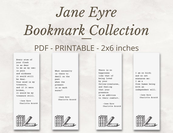 Jane Eyre Quote Bookmarks Bookmark Digital Download Author | Etsy