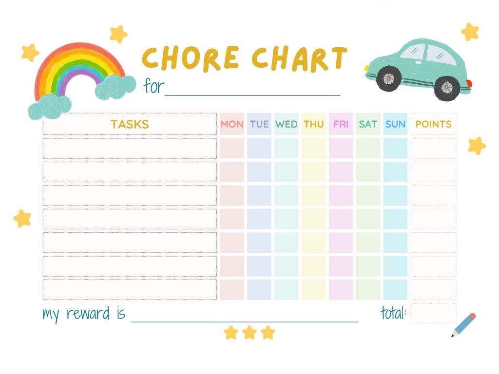 Kids Chore Chart - Etsy