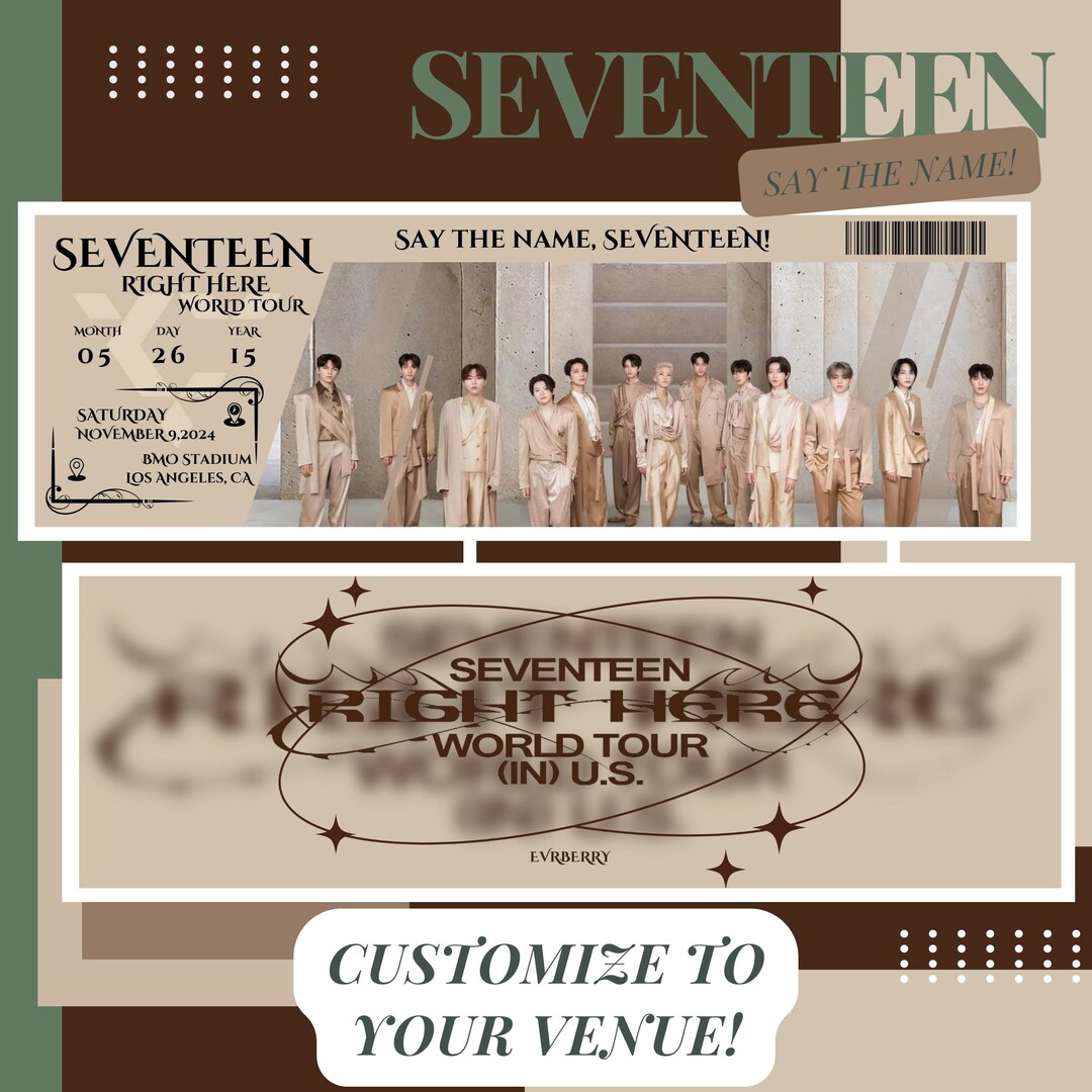 SEVENTEEN | Right Here World Tour | Souvenir Kpop Ticket | 2024 ...