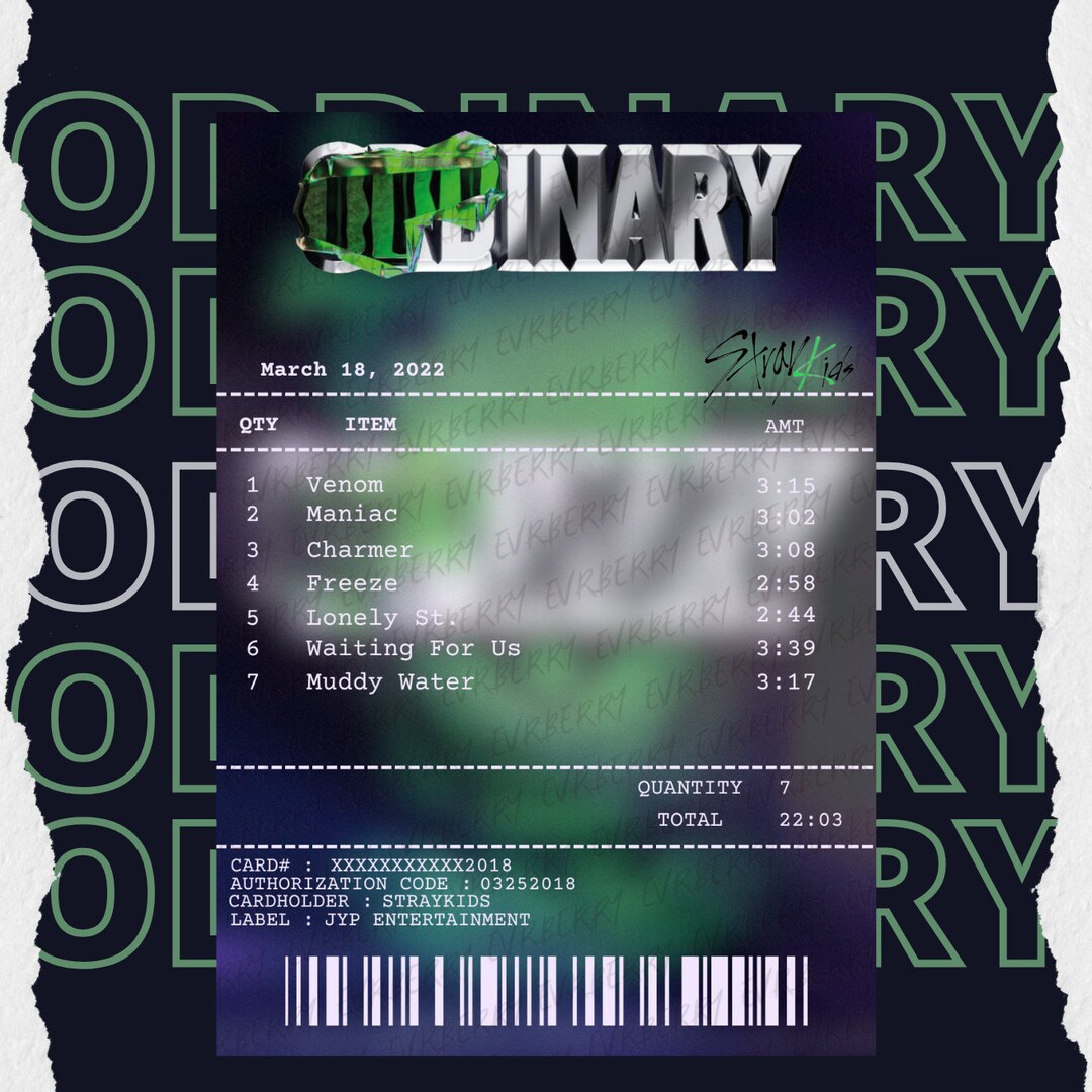 Stray Kids Oddinary Kpop Receipt - Etsy