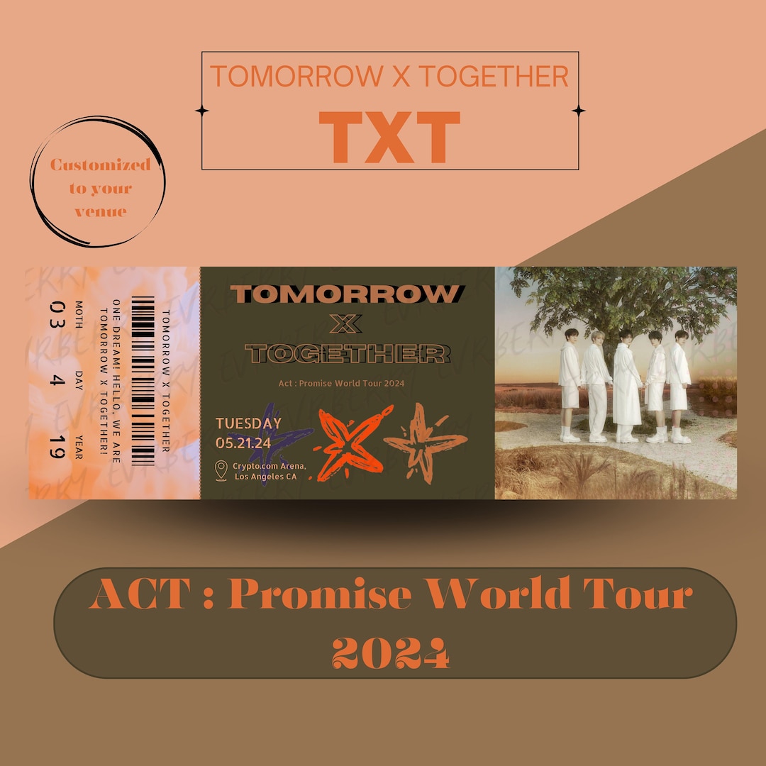 TXT | Tomorrow X Together | Act : Promise World Tour | Souvenir Kpop Ticket | 2024 | Keepsake ...