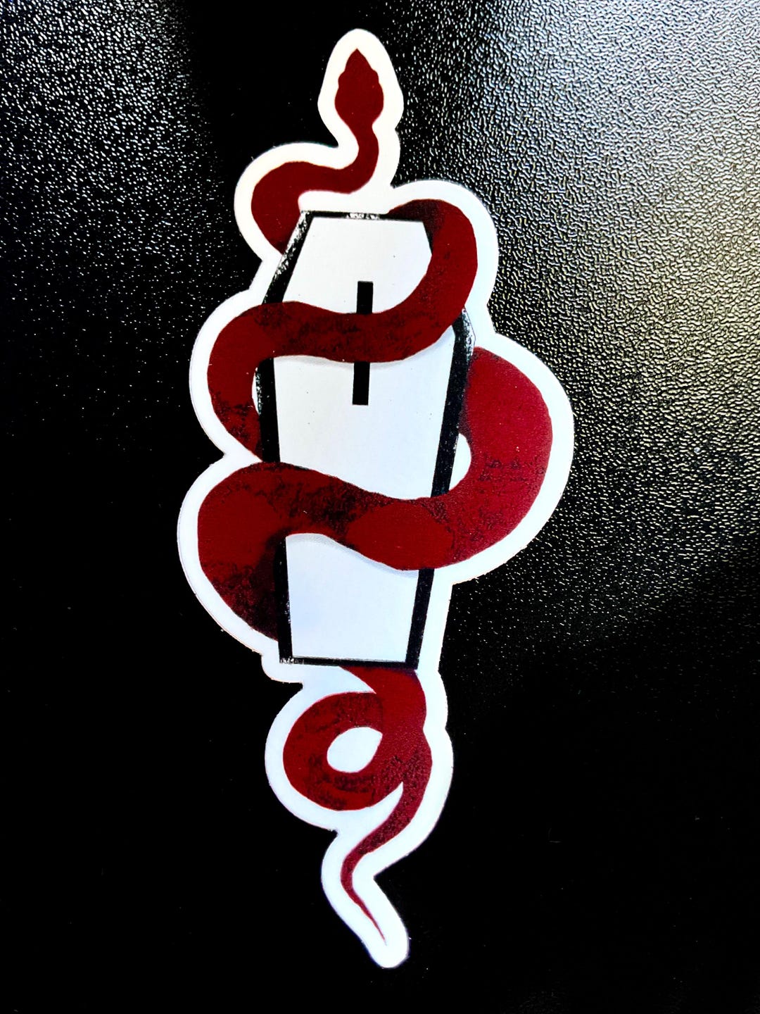 Red Snake Wrapped Around Coffin | 4”x4” Sticker - Etsy