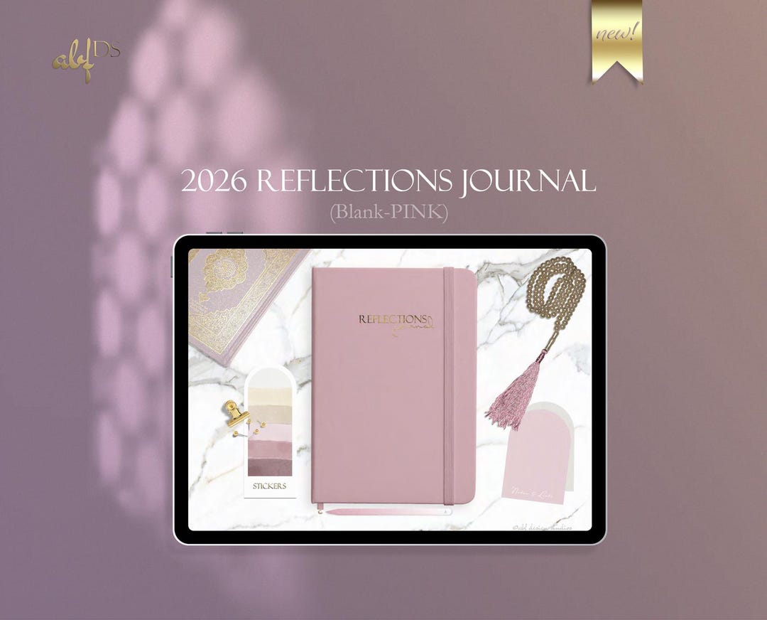 2026 Reflections Journal Digital Bujo - BLANK, Pink, 99-names Stickers ...