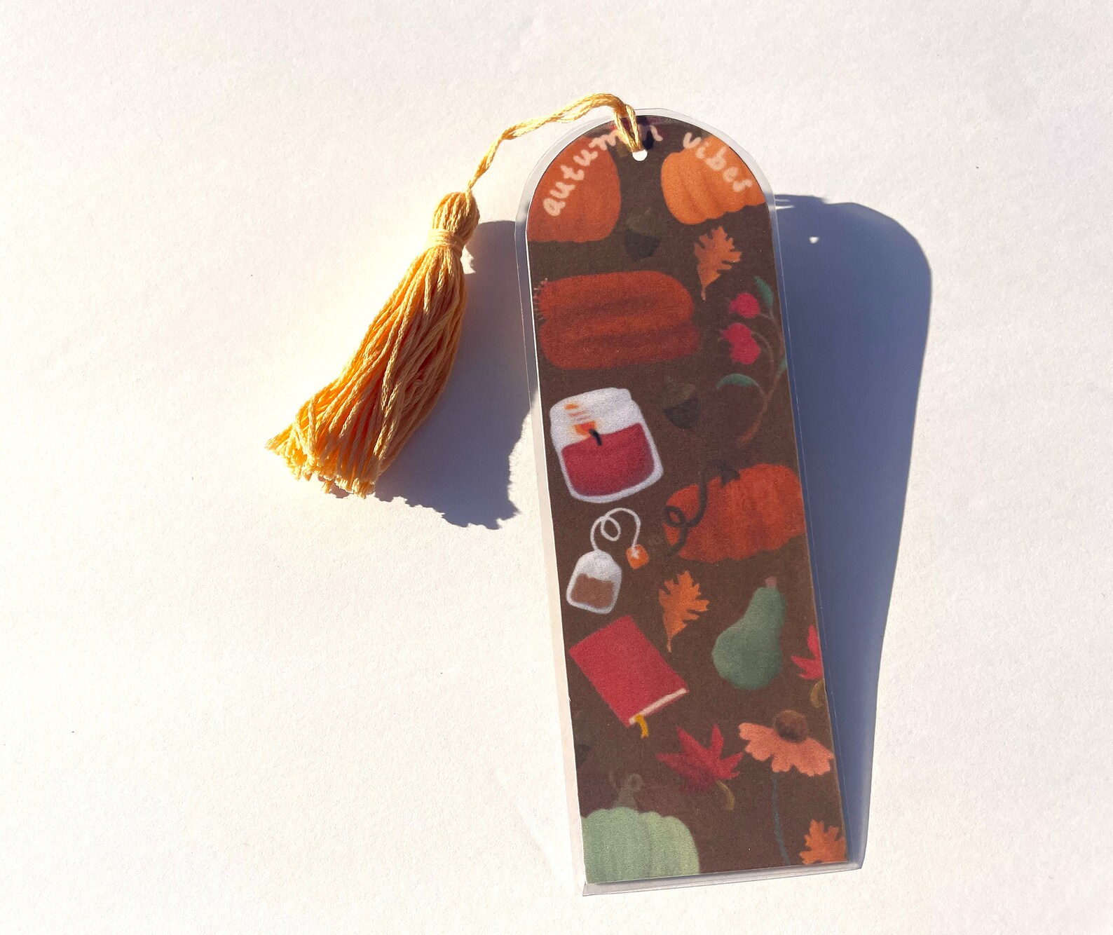 Autumn Vibes Bookmark - Cozy Fall Design - Arched Bookmark With Tassel ...
