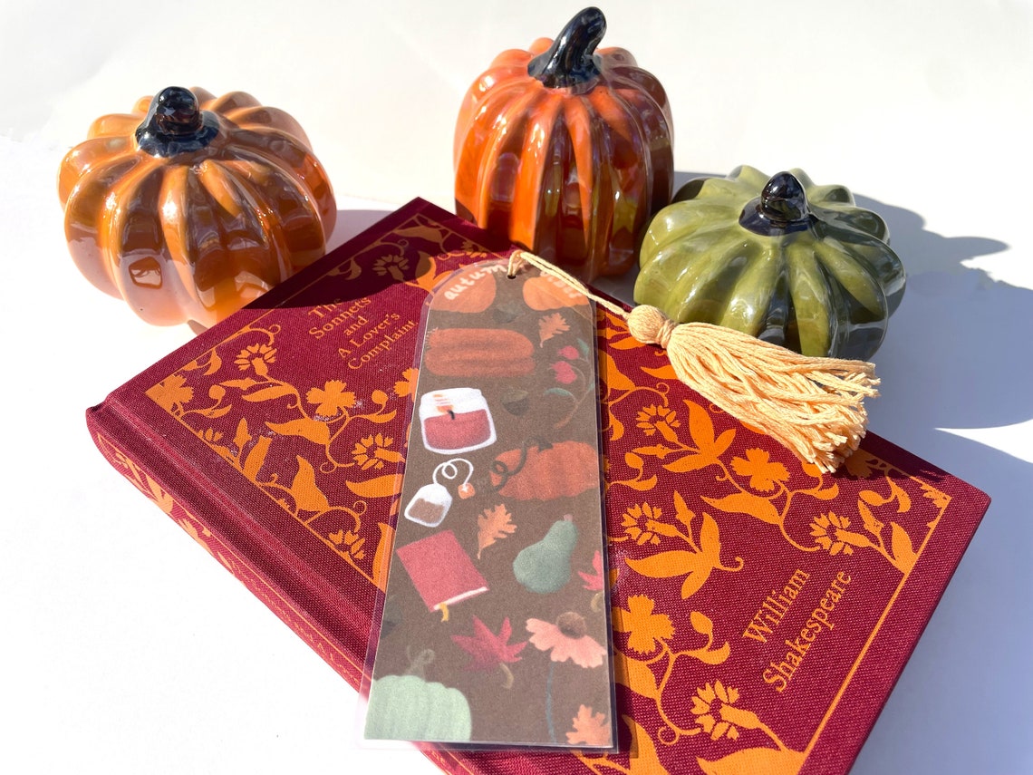 Autumn Vibes Bookmark - Cozy Fall Design - Arched Bookmark With Tassel ...