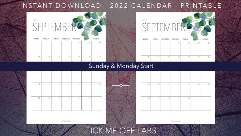 2022 Downloadable Printable A4 & Letter Size Calendar | Etsy