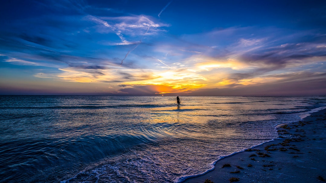 Sunset Anna Maria Island Blue With Girl #4 - Etsy