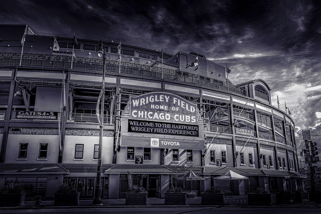 Wrigley Field Baseball Stadium Chicago Cubs Illinios Black & White - Etsy