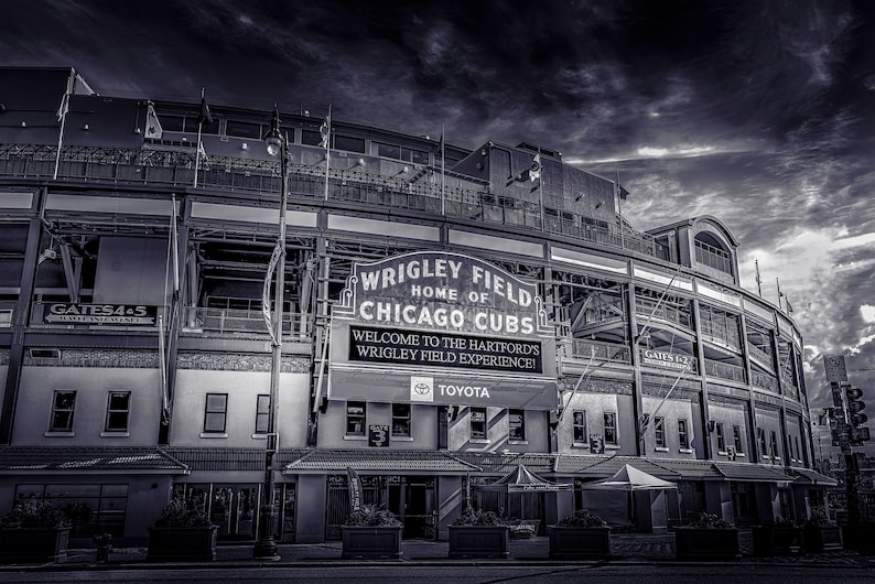 Wrigley Field Baseball Stadium Chicago Cubs Illinios Black & White - Etsy