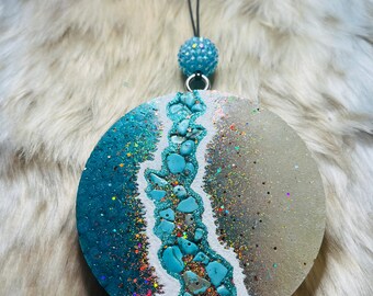 Turquoise and Pink Glitter Geode Car Freshie Car Air Freshener - Etsy