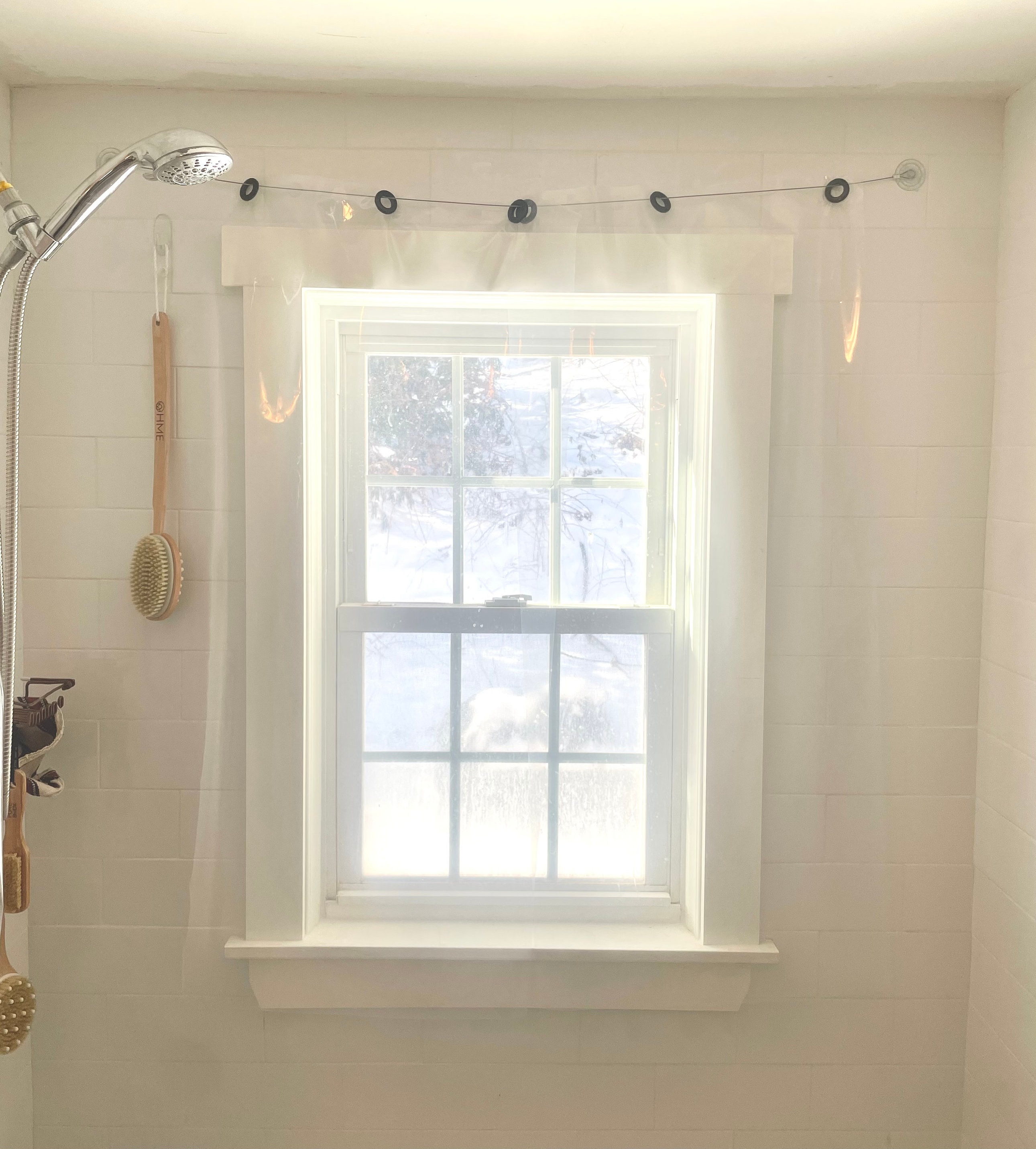 Shower window covering store