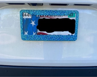 Thin LIGHT BLUE Rhinestone Crystal Diamond Bling License Plate - Etsy