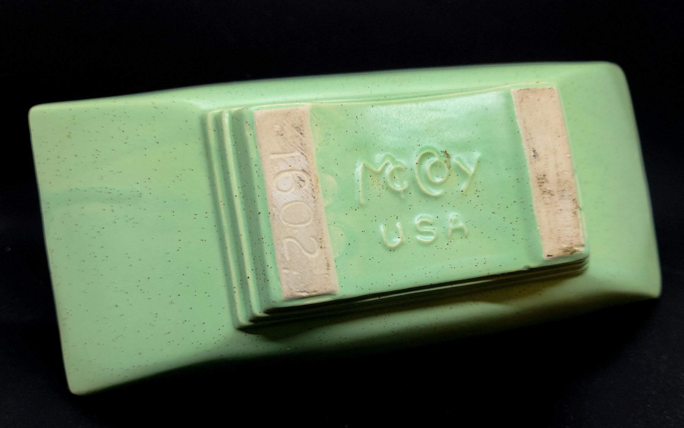 Mccoy Pottery 1602 Green Flecked Footed Planter - Etsy