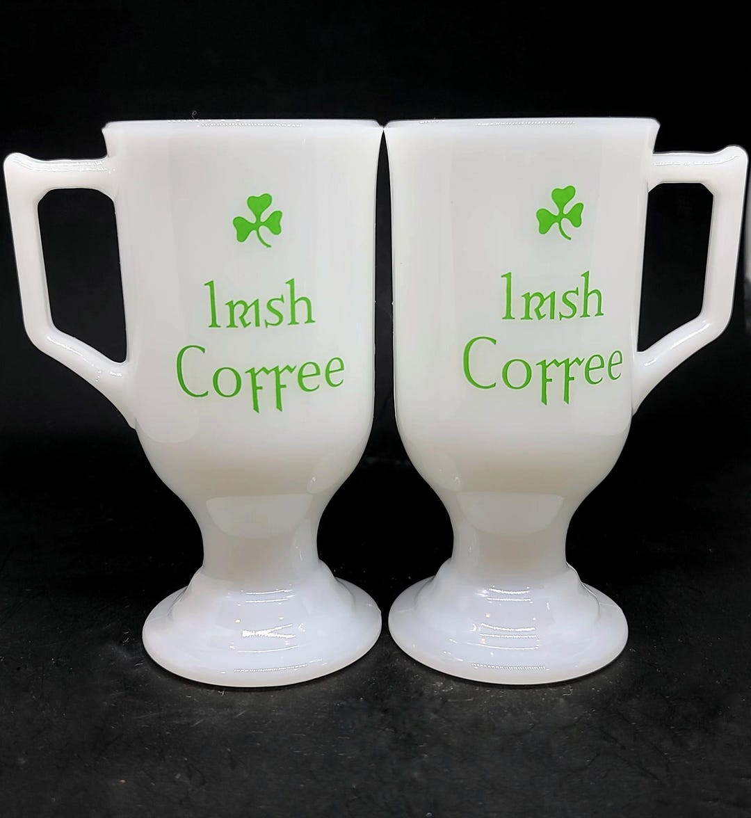 Set of 2 Milk Glass Irish Coffee Mugs - Etsy