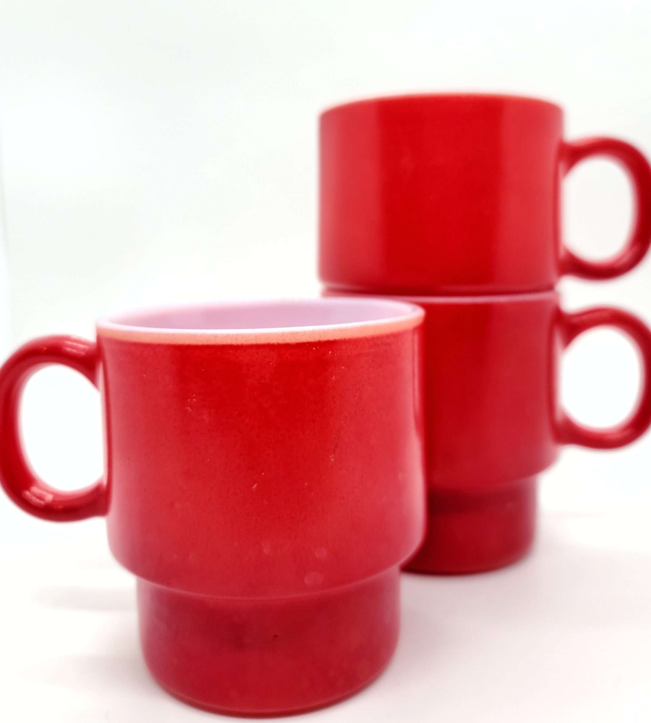 Mckee Glass Company Glasbake Red Milk Glass Cups Set of 3 - Etsy