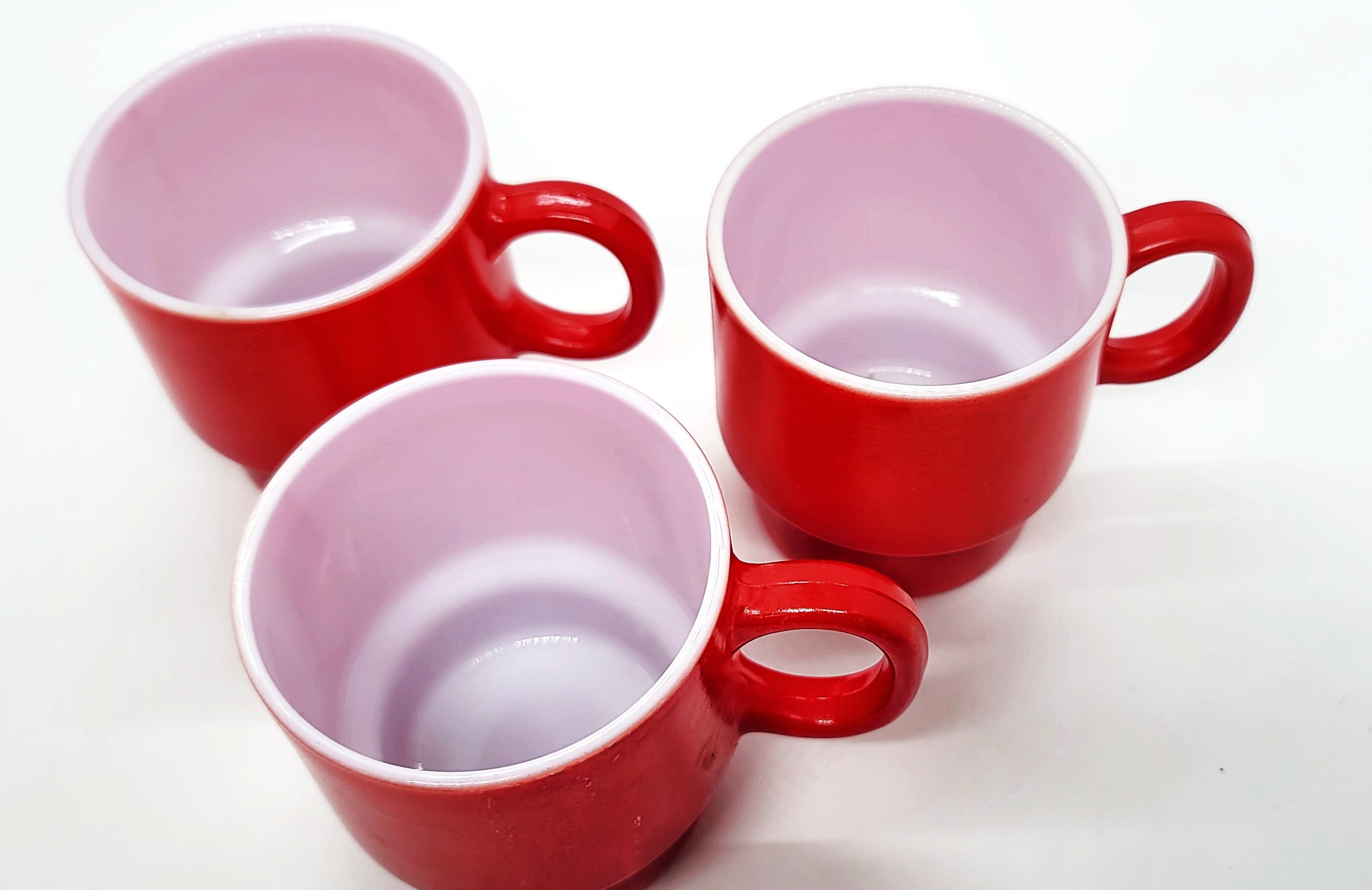 Mckee Glass Company Glasbake Red Milk Glass Cups Set of 3 - Etsy