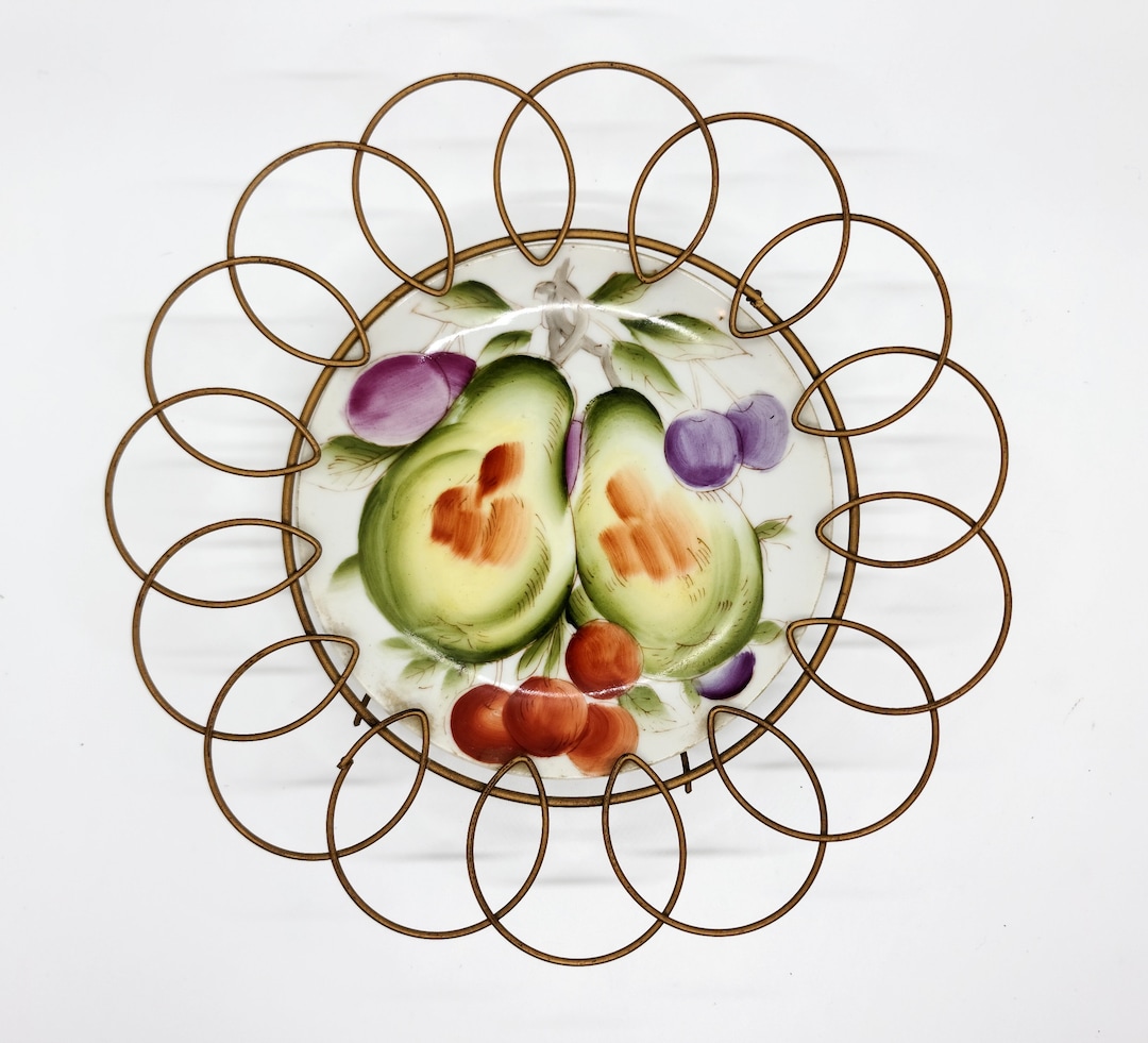 Decorative Fruit Plates With Metal Wire Borders - Set of Two - Etsy