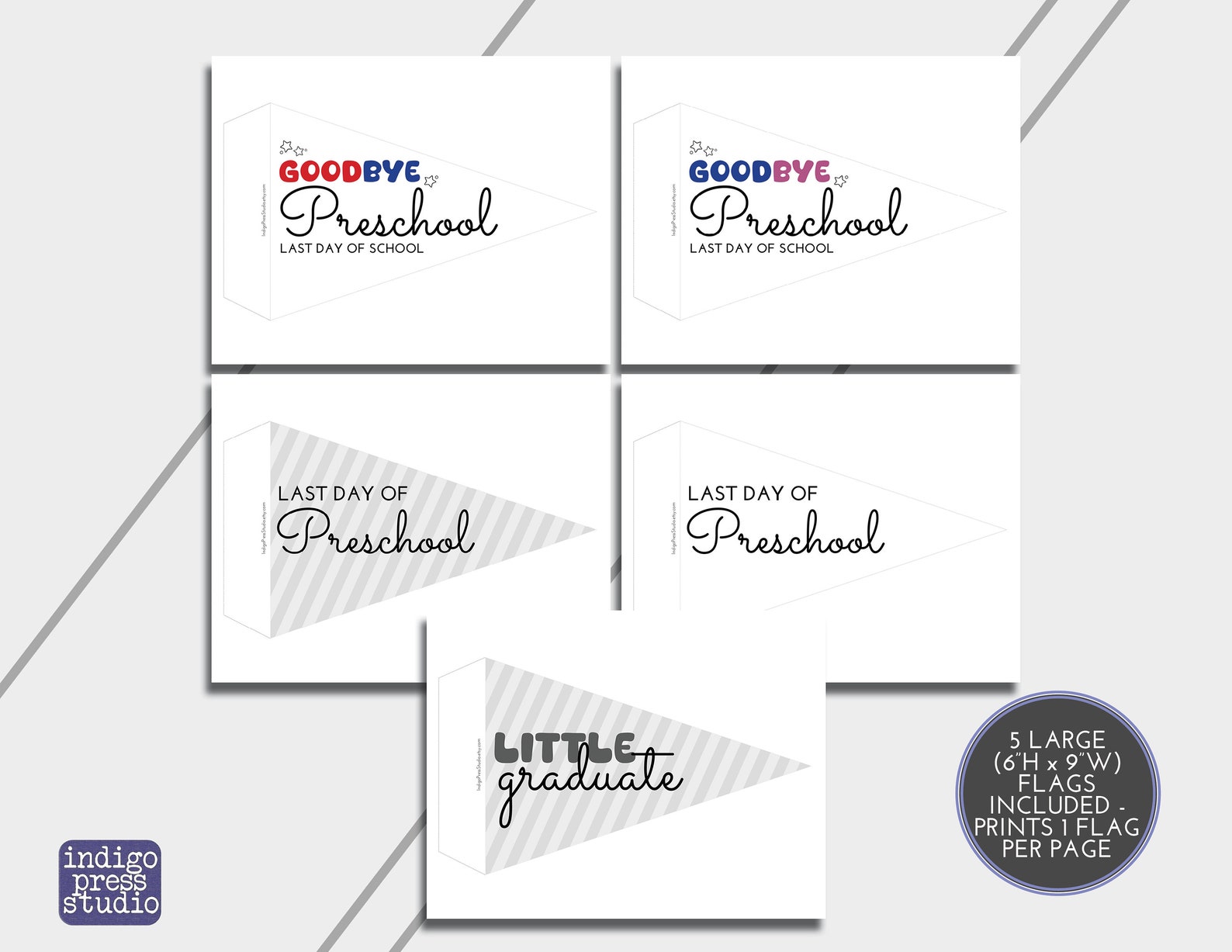 Preschool Last Day of School Pennant Flag | Printable PDF | Preschool ...