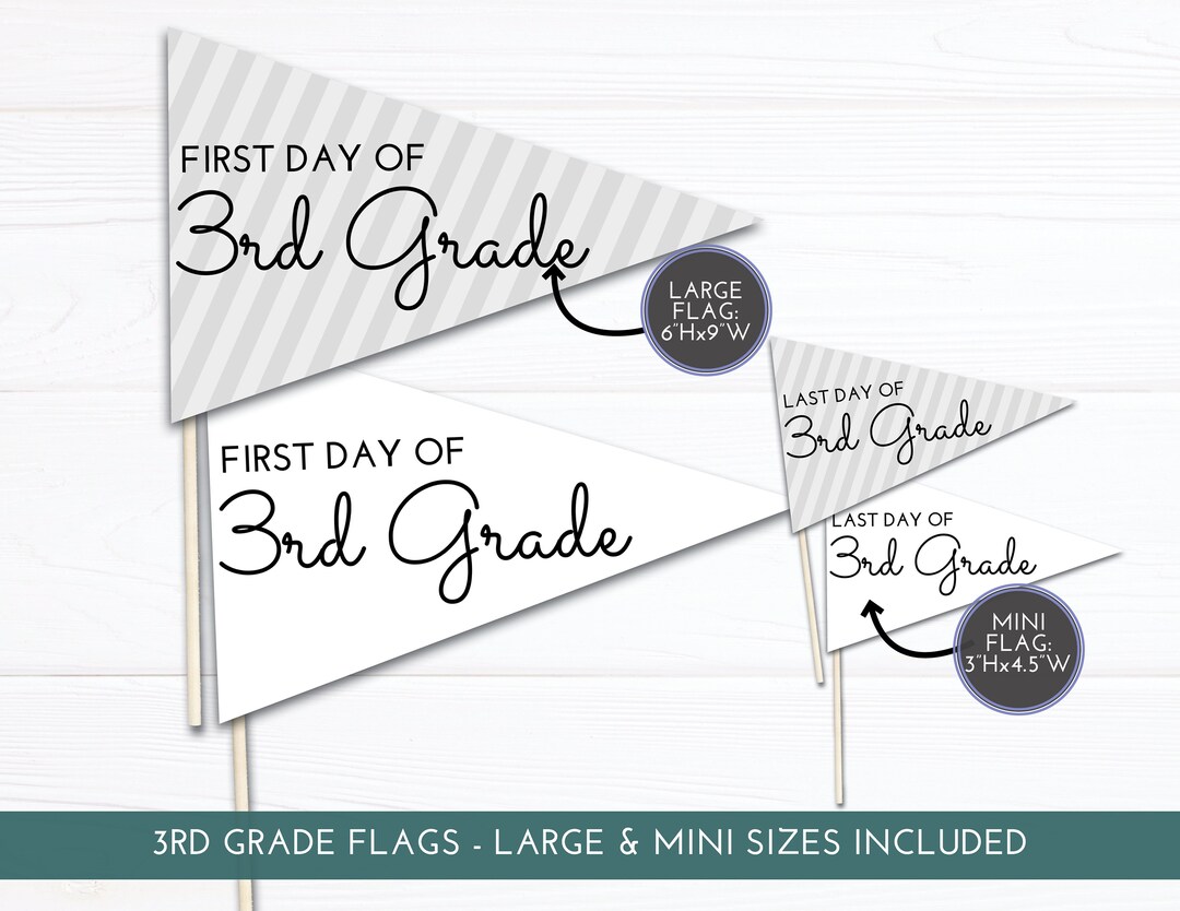 First & Last Day of 3rd Grade Pennant Flag and Mini Flags | 3rd Grade ...