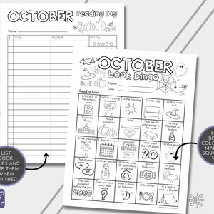 October Book Bingo and Reading Log for Kids | Halloween-themed Reading ...