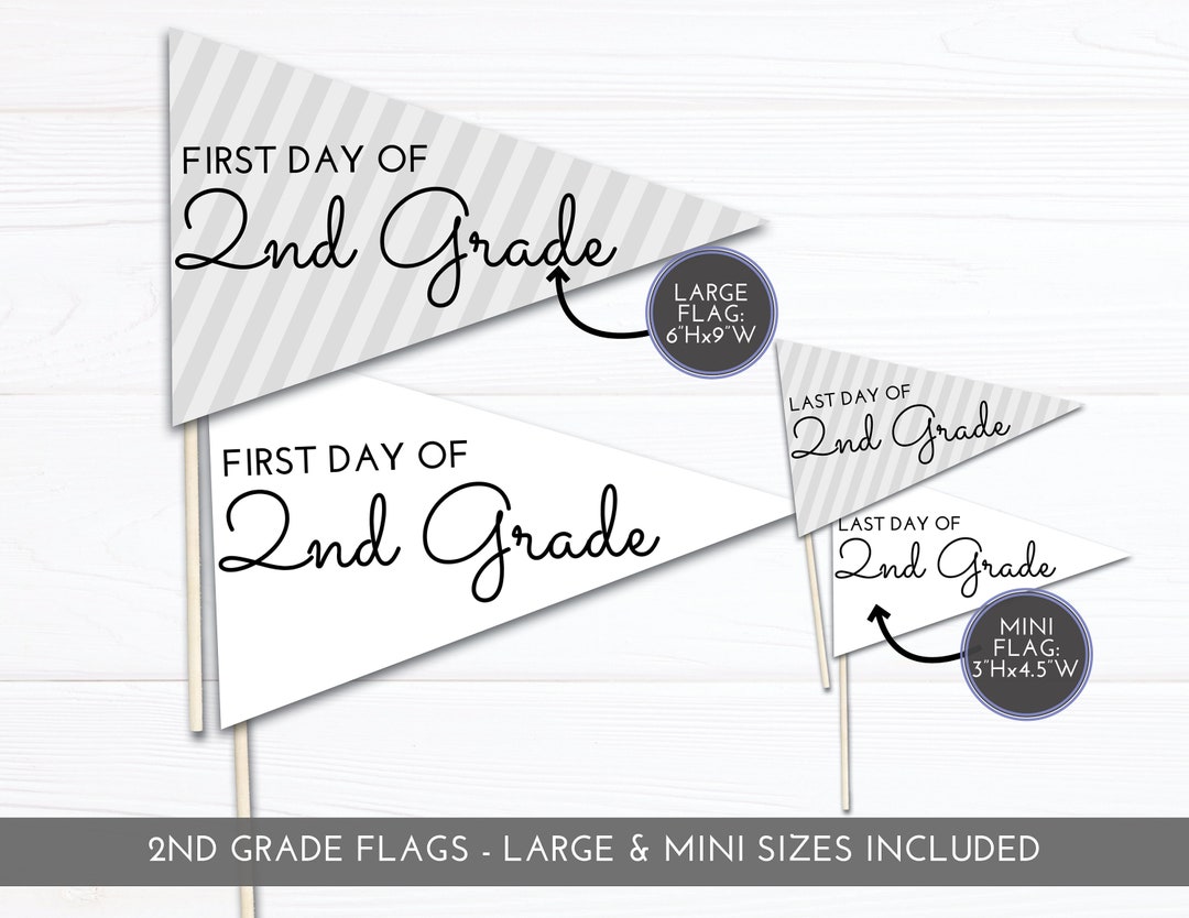 First & Last Day of 2nd Grade Pennant Flag and Mini Flags | 2nd Grade ...