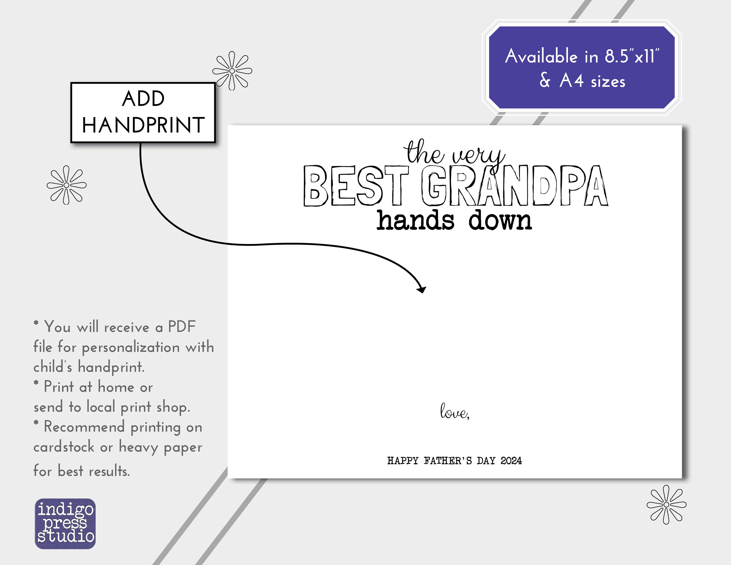 Hands Down Best Grandpa Instant Download Printable PDF Father's Day ...