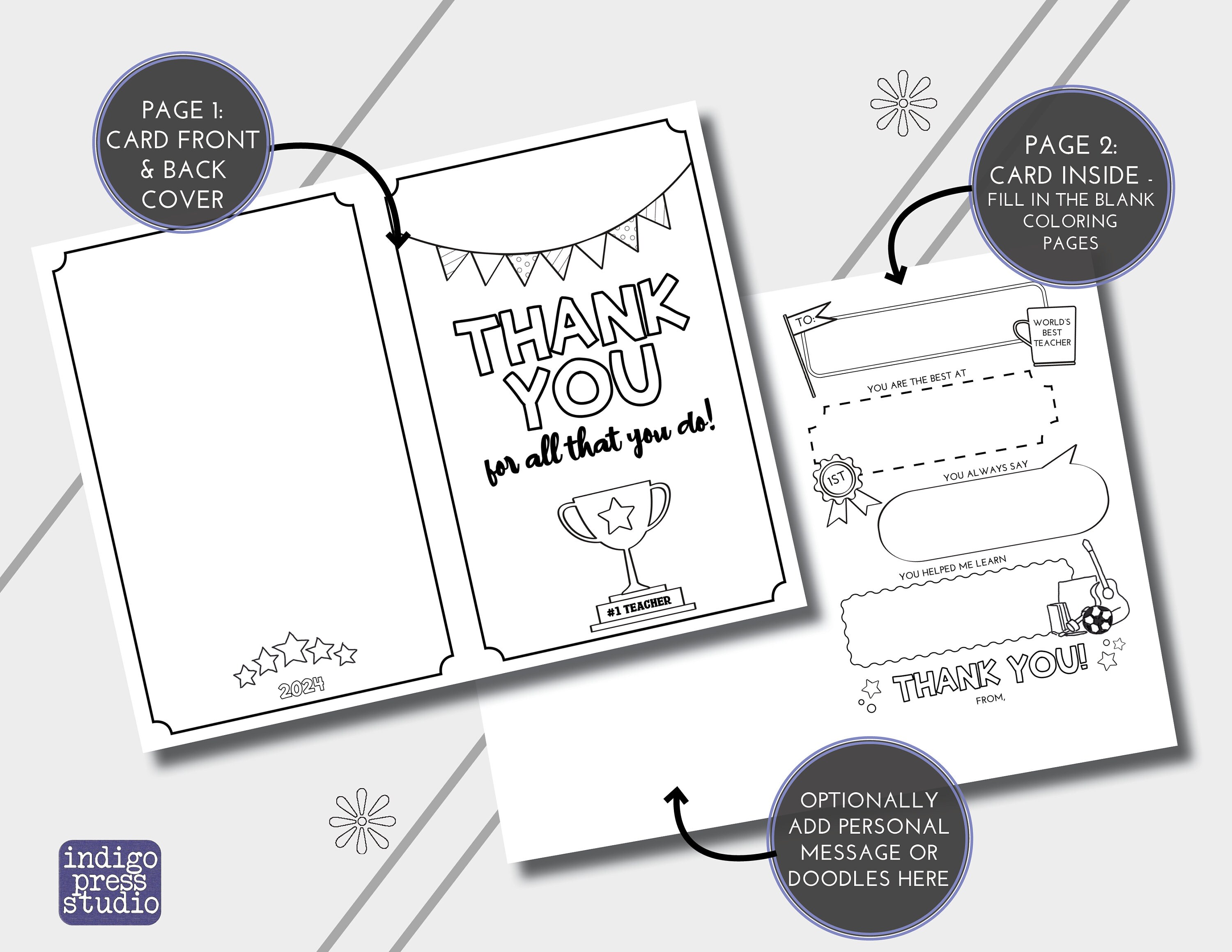 Teacher's Appreciation Card Printable | Thank You Coloring Card | All ...