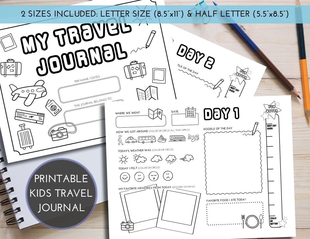 Kids Travel Journal | Instant PDF Download | Travel Diary | Vacation ...