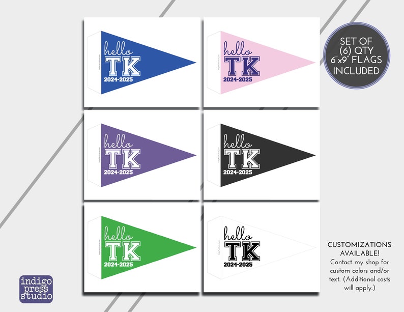 1st Day of TK Pennant Flags 2024 Instant PDF Download Hello TK First ...