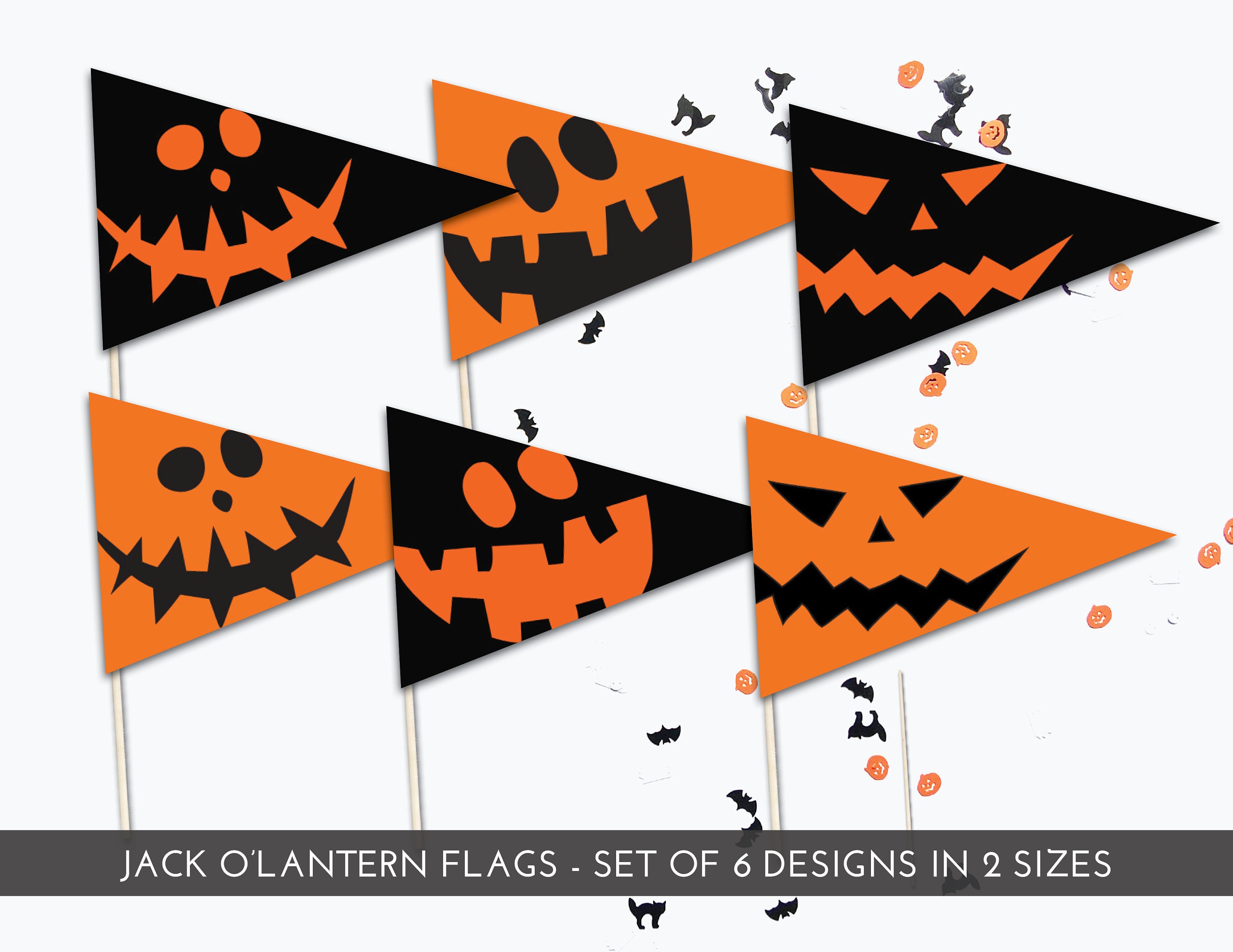 Jack-o'lantern Pennant Flags and Mini Flags Pumpkin Flags Instant PDF ...