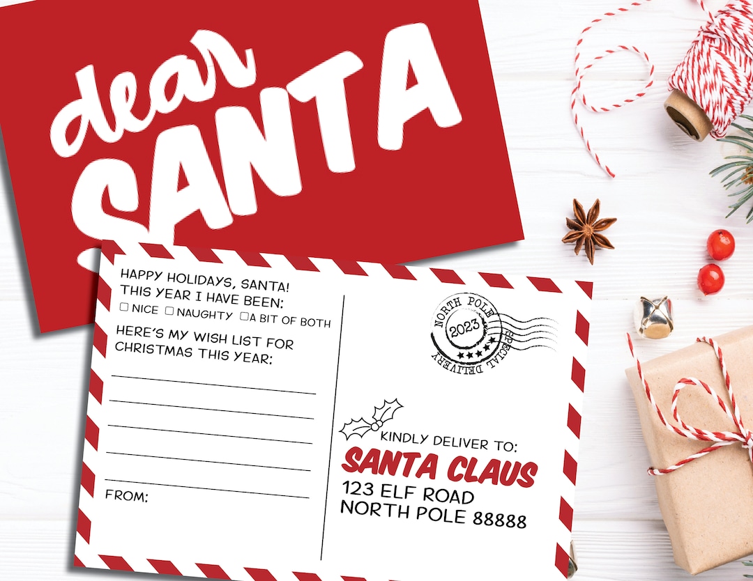 Letter to Santa Postcard | Printable Letter to Santa Template | Kids ...