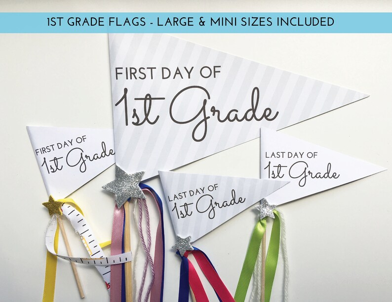 First & Last Day of 1st Grade Pennant Flag and Mini Flags | 1st Grade ...