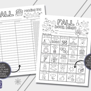 Fall Book Bingo and Reading Log for Kids | Autumn Reading Bingo | Fall ...
