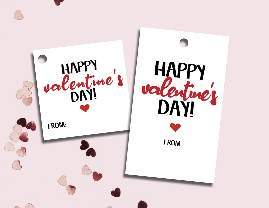 Valentine's Gift Tags Printable Minimalist Happy Valentine's Day Tag ...