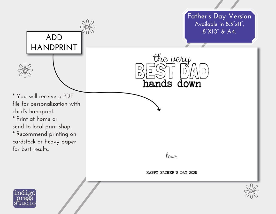 Hands Down Best Dad | Instant Download Printable PDF | Father's Day ...