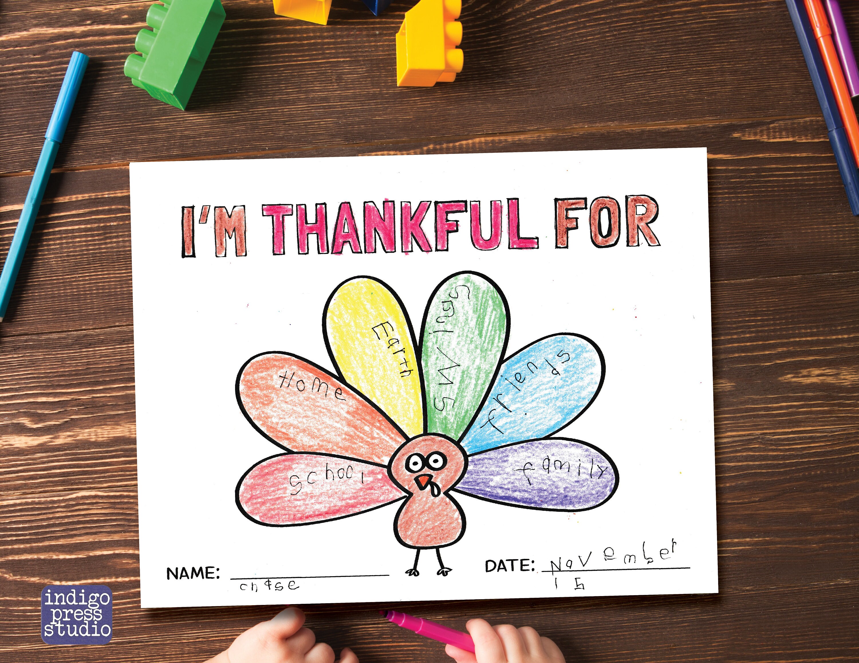 Printable Gratitude Cards for Kids | Turkey I'm Thankful for Cards ...