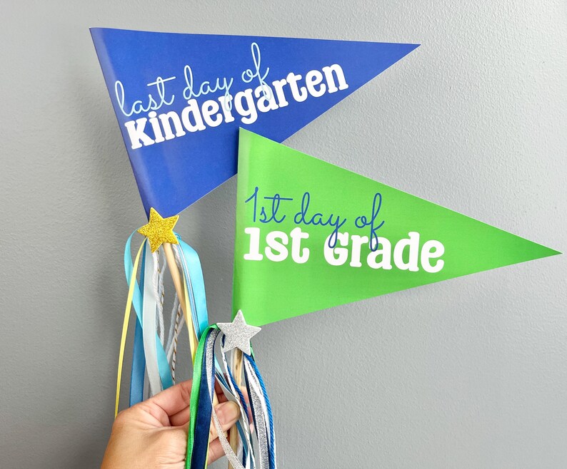 1st and Last Day of School Pennant Flags | Assembled Grade Level Flag ...