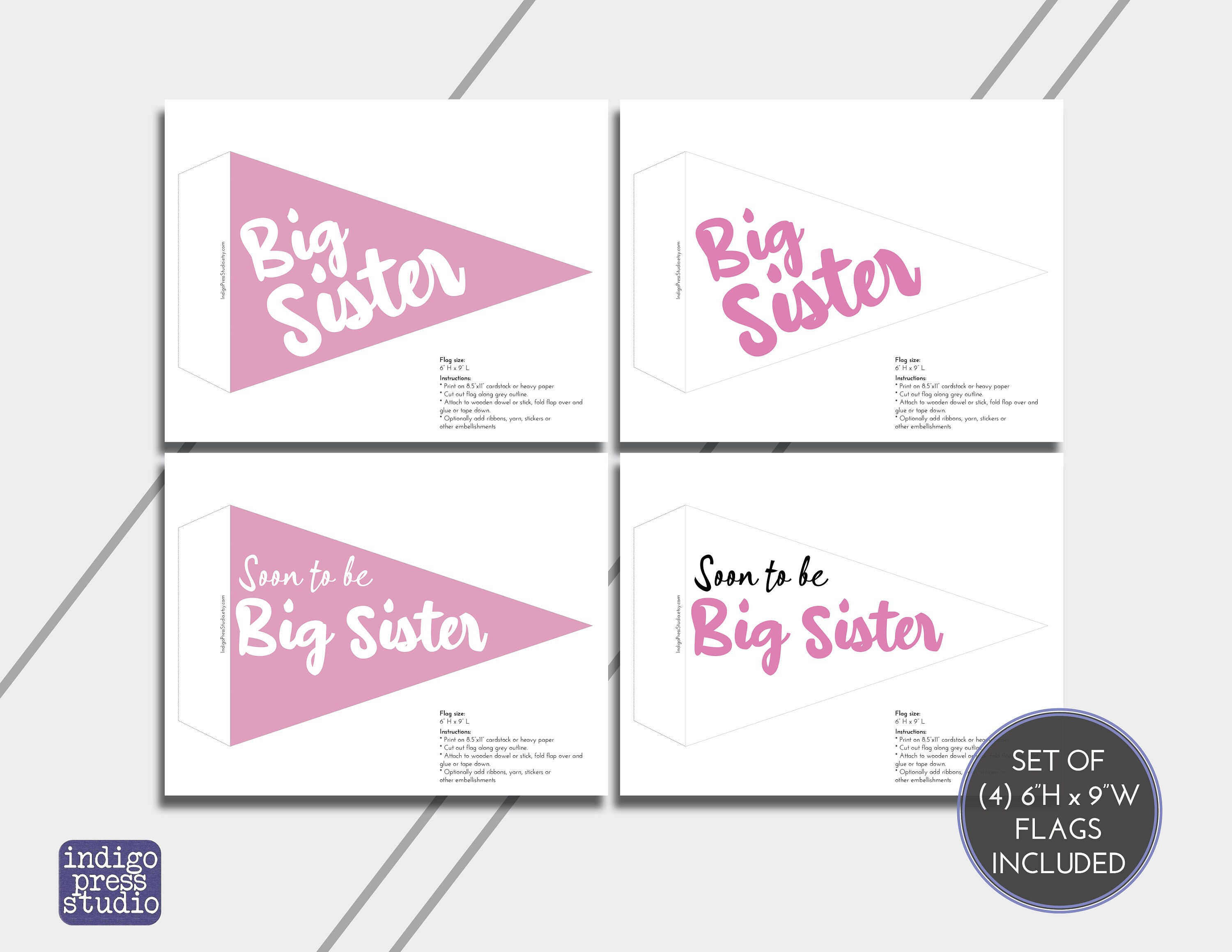 Big Sister Pennant Flags Soon to Be Big Sister Big Sister Gift Sibling ...