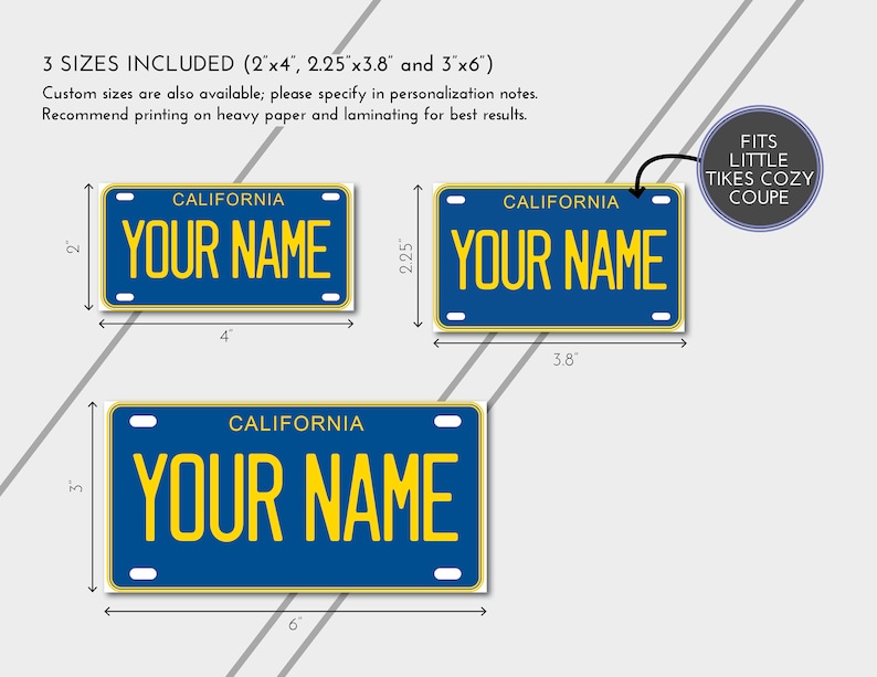 Personalized Mini License Plates Printable Kids Name Bicycle License ...