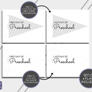 Preschool First and Last Day of School Pennant Flag & Mini Flag ...