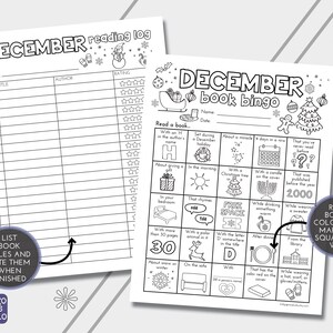 December Book Bingo and Reading Log for Kids | Holiday-themed Reading ...