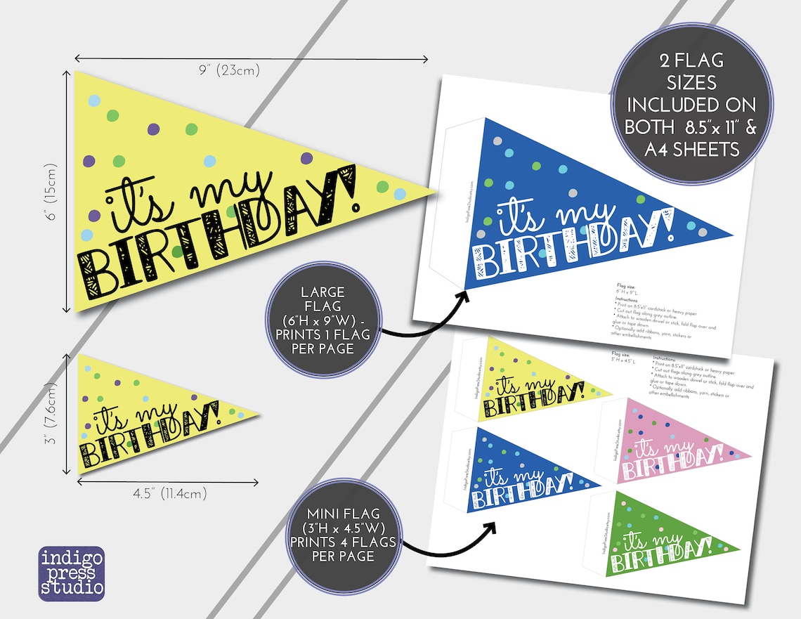 Printable Birthday Flags | Instant Download | It's My Birthday Sign ...