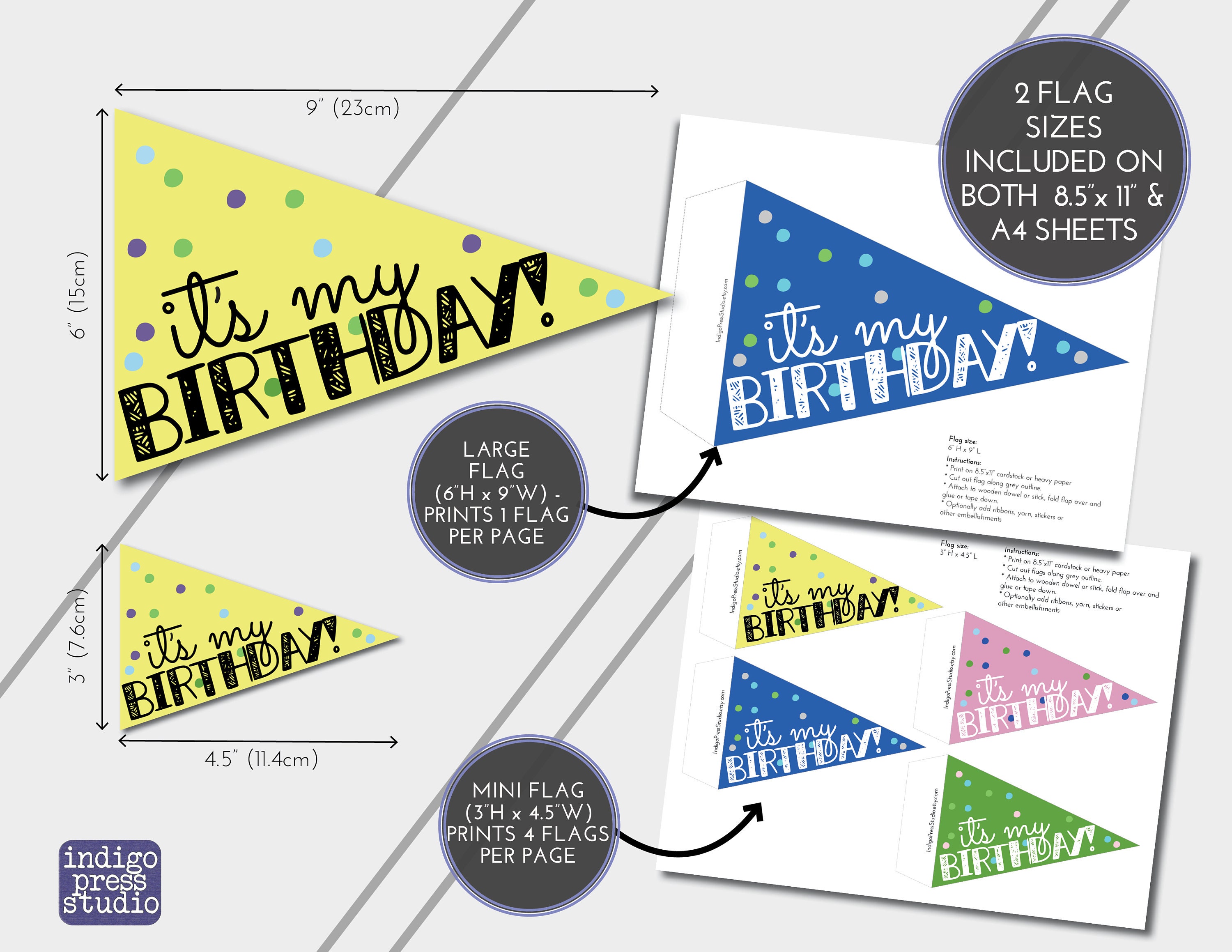 Printable Birthday Flags | Instant Download | It's My Birthday Sign ...