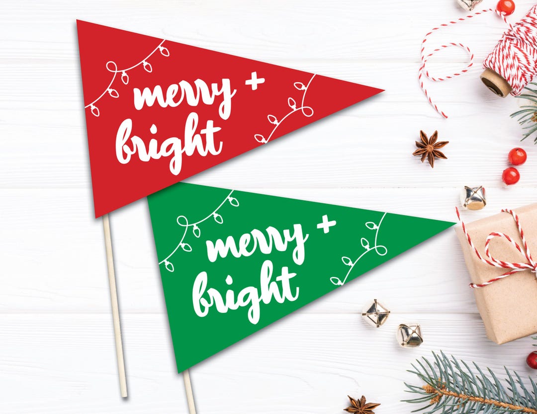 Christmas Pennant Flags Holiday Decor Flags Holiday Bouquet Sign ...
